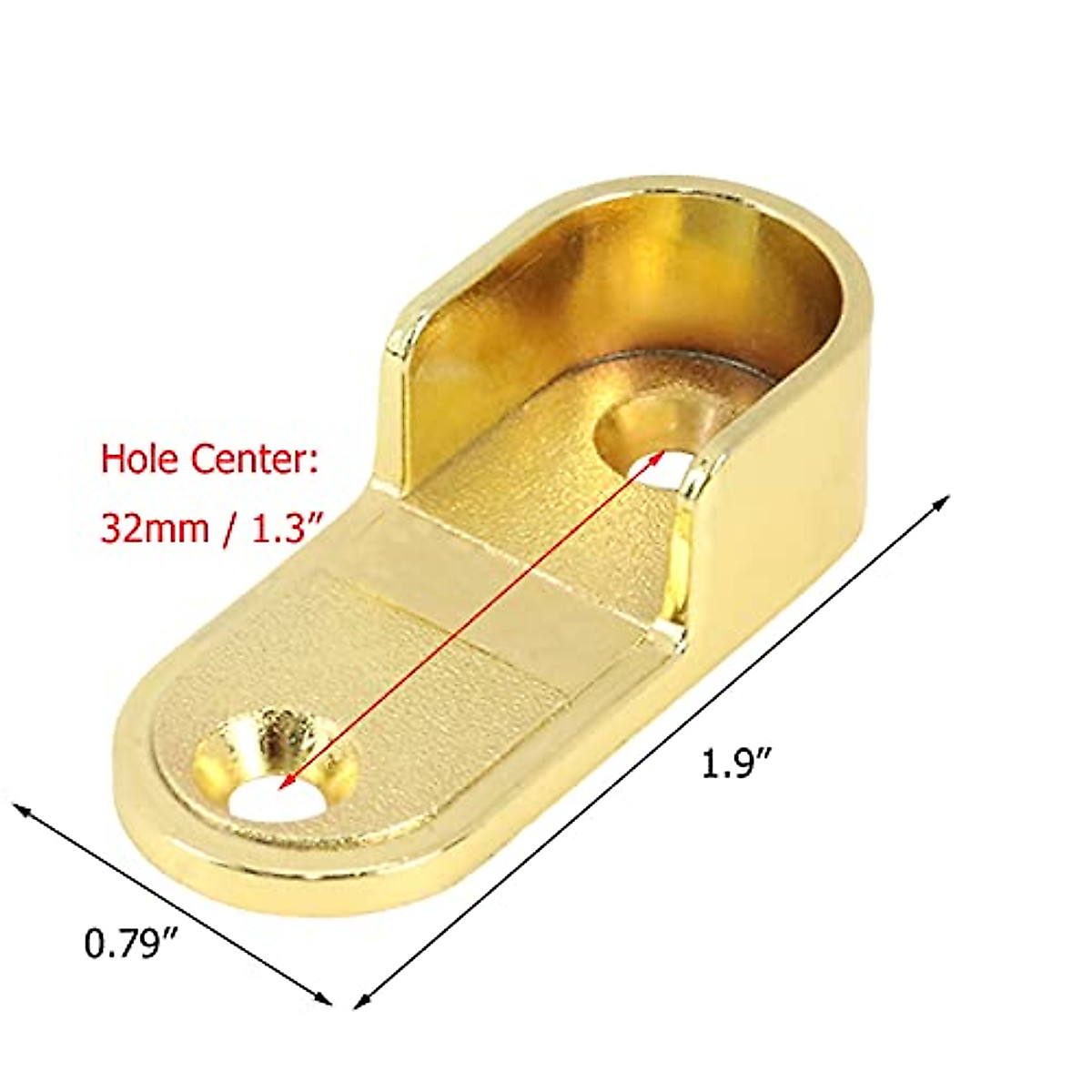 Coshar 20pcs Oval Closet Rod End Supports, Wardrobe Rod Brackets, Zinc Alloy, Fit Rod Inside Diameter 16mm/0.63inch, Gold