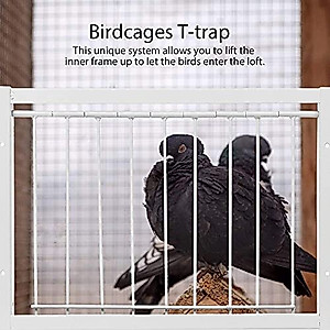 Unibell Iron Birdcages T-Trap House Door High Strength for Pigeon Parrot Easy Installation Pigeon Entrance Door Pigeon Birds House Bird Cage with Detachable Rolling Stand (43.3x26cm)