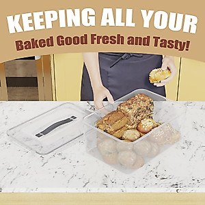 Xyskin 4 Packs 15 L Airtight Food Storage Containers Set with Handle Lid, Plastic BPA-Free Rectangle Bread Container for Home Kitchen, Leak Proof