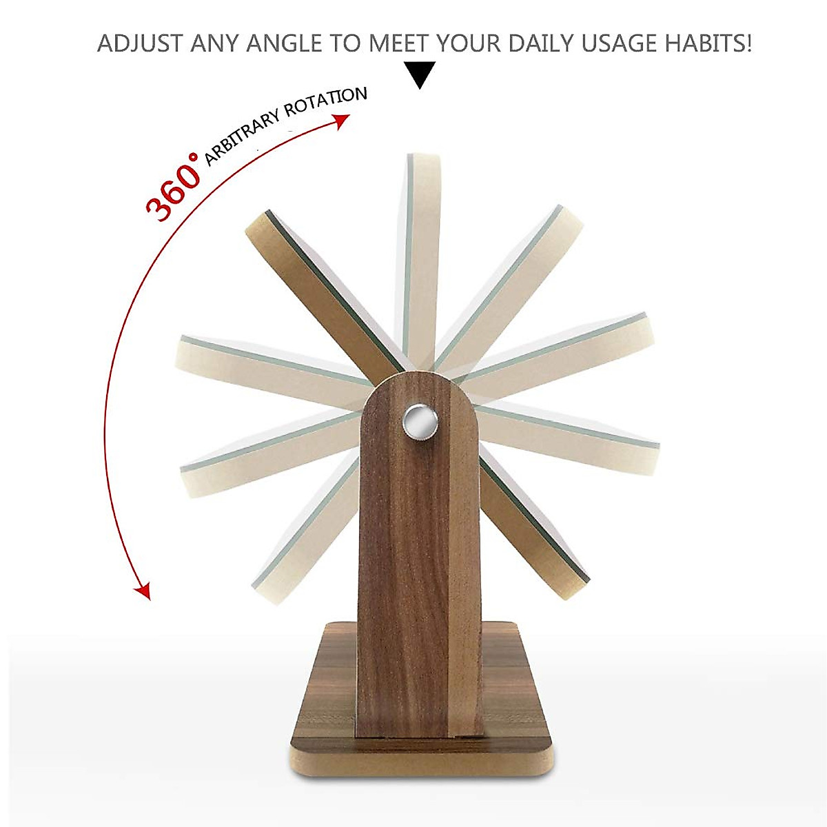 YOOMEISHALY Wooden Desk Mirror 360 Degree Swivel Mirror Single-Sided Makeup Table Mirror, Portable Removable Countertop Private Room High-Definition Make Up Mirror (X-Large), Wood Grain