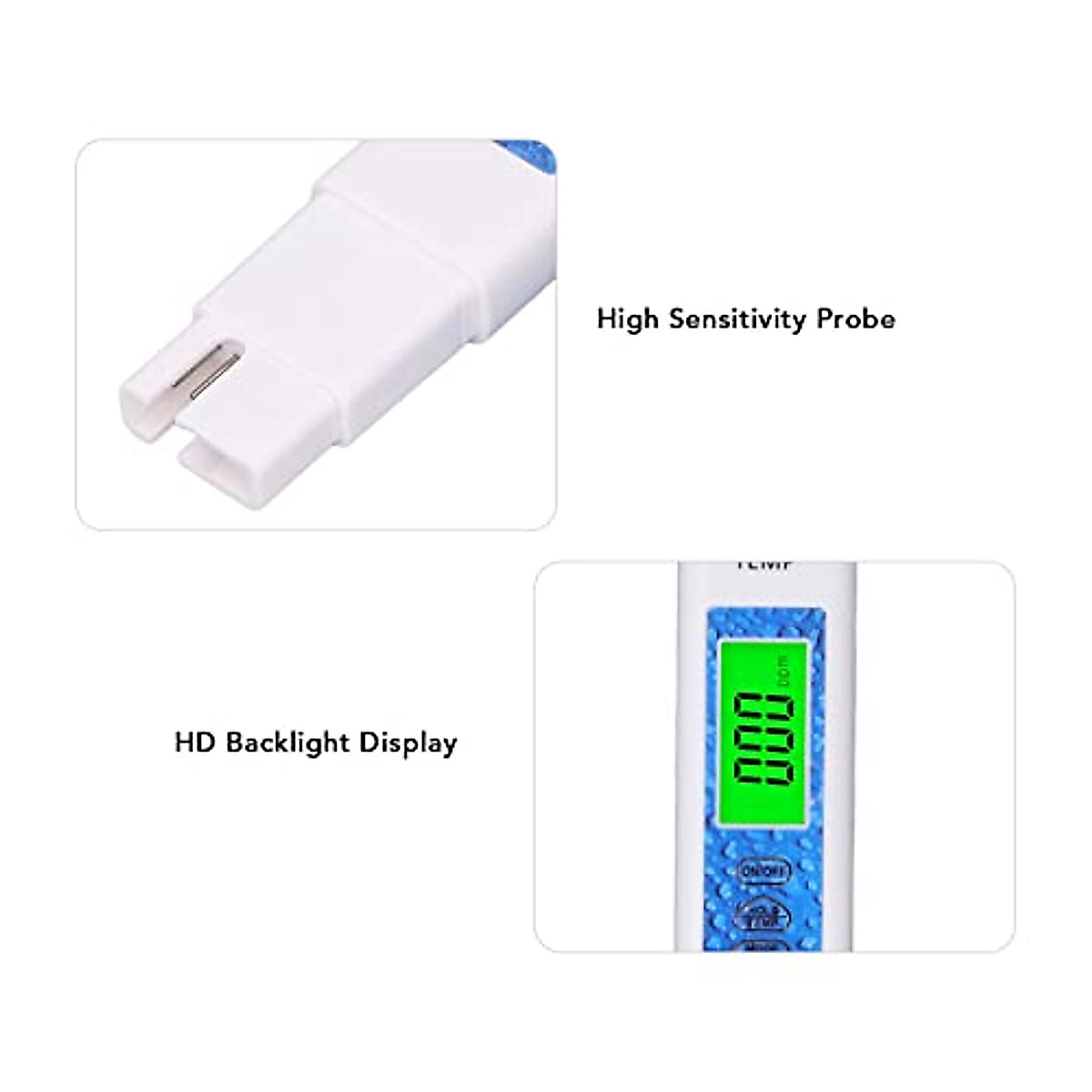 Water Quality Meter, PH Meter Highly Sensitive Digital Display 4 in 1 for Aquariums