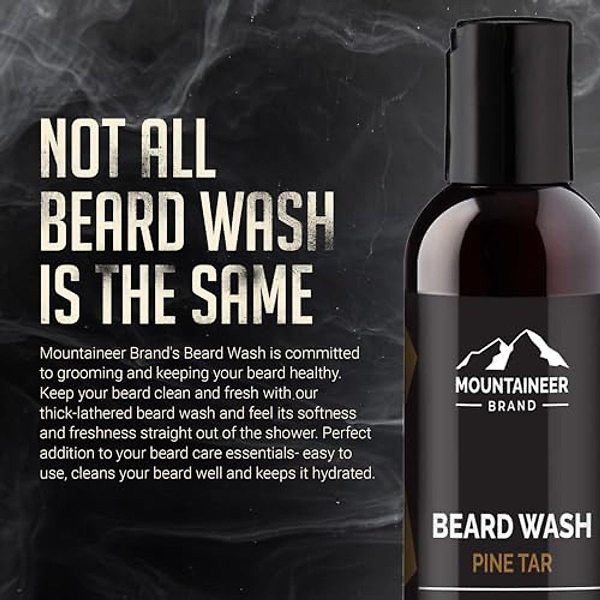 Mountaineer Brand Beard Wash For Men | 100% Natural Beard Shampoo | Thick Cleaning Softening Lather for Hair and Skin | Hydrate and Detangle | Grooming Treatment | WV Pine Tar Scent 8oz