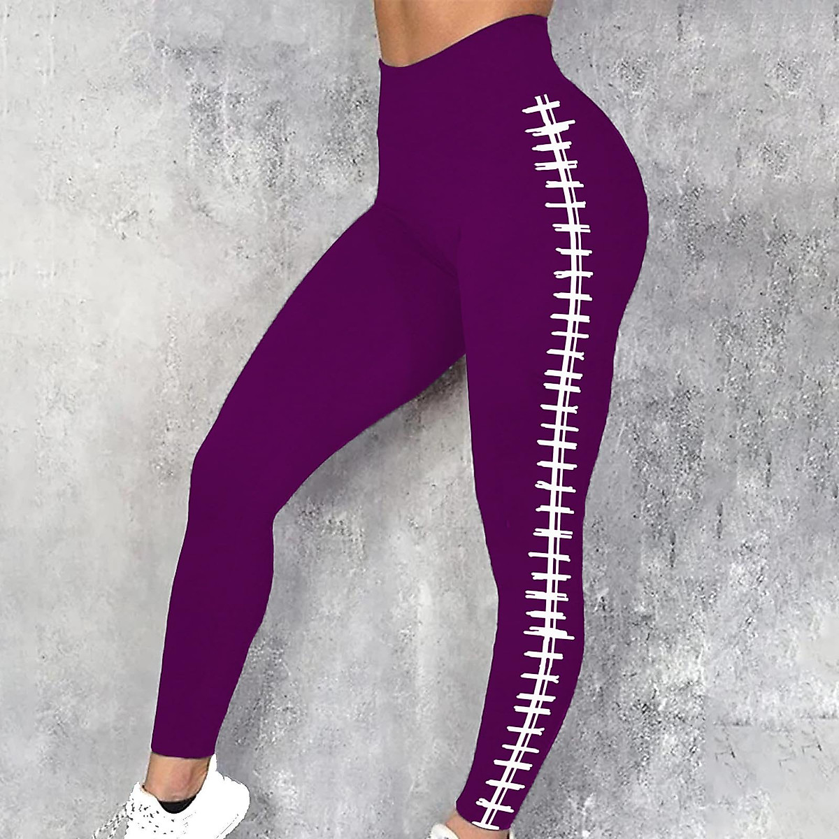 Lastesso Women Yoga Pants Stylish Printed Stretchy High Waisted Hidden Scrunch Legging Fall Buttery Soft Gym Yoga Tights Purple