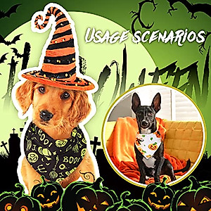 14 Pcs Halloween Dog Bandanas Dog Bib Dog Scarf Pet Bandana Dog Handkerchief for Small Medium Large Dogs Accessories Halloween Party Pet Costume (Honor Pattern)