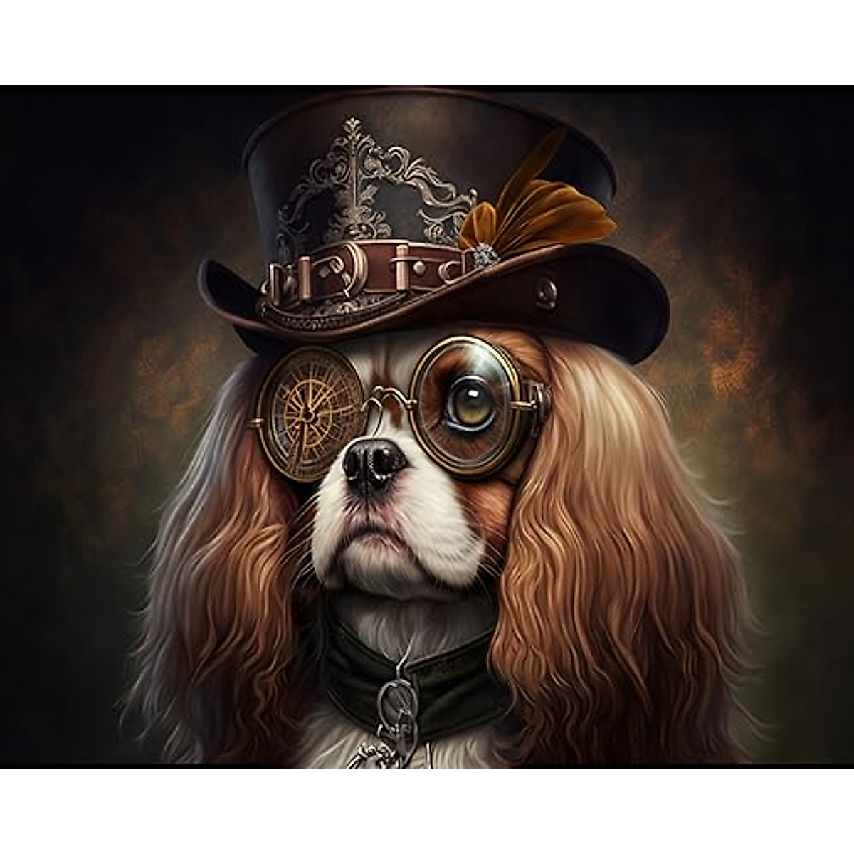 Steampunk Cocker Spaniel, Art Print, Wall Hanging, Animal Poster Picture, Photograph Fantasy Anthropomorphic, Dog Puppy Gift, Imagination (8x10)