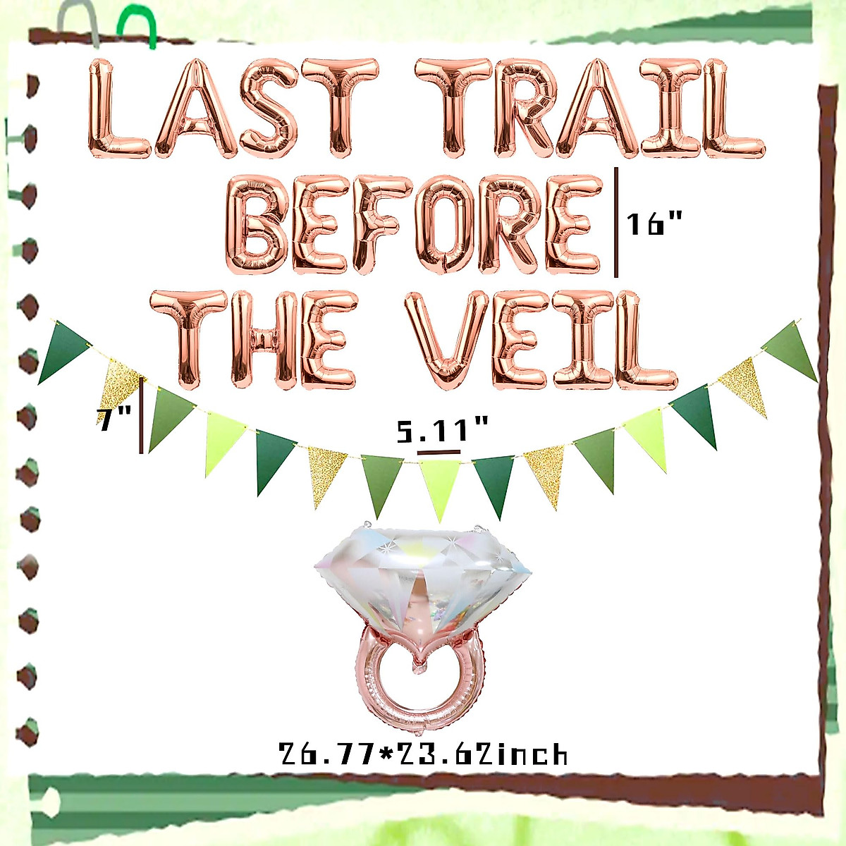 Rose Gold Mountain Bachelorette Party Decorations Last Trail Before The Veil Banner Balloon Hiking Bachelorette Party Decorations Supplies Mountain Wedding Bridal Shower