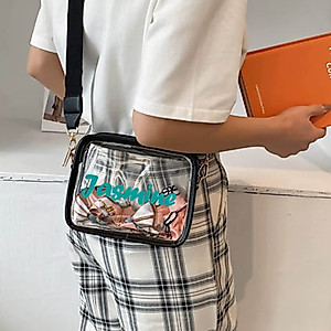 Personalized Clear Crossbody Bag with Any Text Custom Name Clear Purse Handbag Messenger Bag for Concerts Sports Event Travel