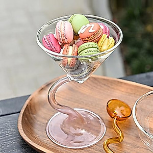UPKOCH Glass Bowl Glass Footed Dessert Bowl Ice Cream Cup Parfait Fruit Cup Milk Shake Glass Cocktail Drinking Cup Juice Water Cups for Sundae Salad Condiment Trifle Pink Dessert Bowls