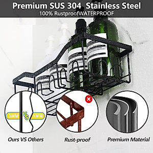 senzibser Shower Caddy [5-Pack] Black Shower Shelves for Inside Shower with Soap Caddy&Toothbrush Holder.NO Driling Easy Installation shower shelf