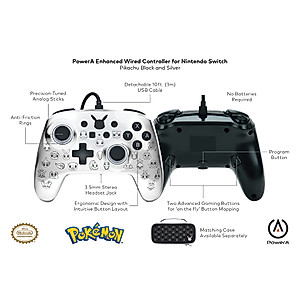 PowerA Enhanced Wired Controller for Nintendo Switch - Pikachu Black & Silver