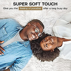 Premium Faux Sheepskin Fur Rug White - Large White Shag Rug - Best Extra Long Shag Pile Carpet for Bedroom Floor Sofa - Soft Fur Area Rug (2.3x5, White)