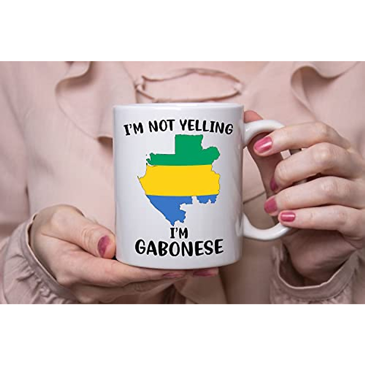 Funny Gabon Pride Coffee Mugs, I'm Not Yelling I'm Gabonese Mug, Gift Idea for Gabonese Men and Women Featuring the Country Map and Flag, Proud Patriot Souvenirs and Gifts