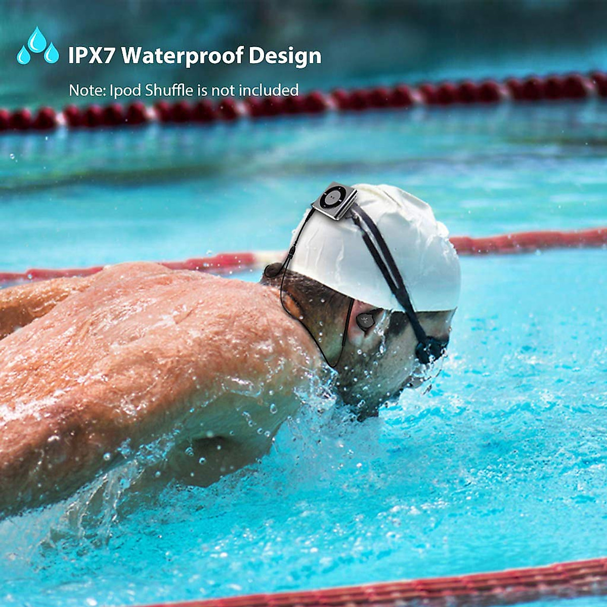 Avantree Secure Fit Underwater Waterproof Earbuds for Swimming, Wired Sports Headphones for Gym Running Diving Surfing, IPX7, Short Cord with Over The Ear Hook and 6 Pair Soft Earphones Tips - TR509