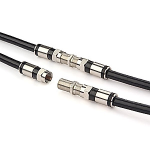 GTOTd Coaxial Cable (4 Feet) with RG6 Coax Cable Connector (and F-Type Cable Extension Adapter) Black Coax Satellite TV 75 Ohm Cable