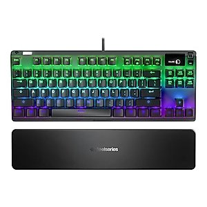 SteelSeries Apex 7 TKL Compact Mechanical Gaming Keyboard – OLED Smart Display – USB Passthrough and Media Controls – Tactile and Clicky – RGB Backlit (Blue Switch)