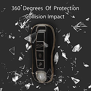 WORCAS Smart Key Fob Case Protective Cover Compatible with Porsche 911 Cayenne Panamera TAYCAN 3 Button Keyless Entry Remote Control Accessories (Red)