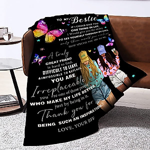 SHUIHAN to My Bestie Blanket, Ultra-Soft Fuzzy Fleece Throw Blanket, Friendship for Women, Teen Girls, Besties, Sister, Birthday Gift Blankets, 51''x59''