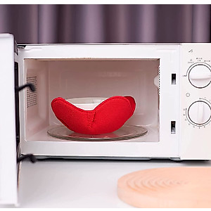 ULVEOL Set of 2 Red Microwave Bowl Cloth Hot Pads Pot Holders Hot Pad Pot Holder Microwavable Bowl Cozies for Food, Ooma, Ramen Bowl Cozy or Soup Koozie, Good Kitchen Accessories, Gadgets