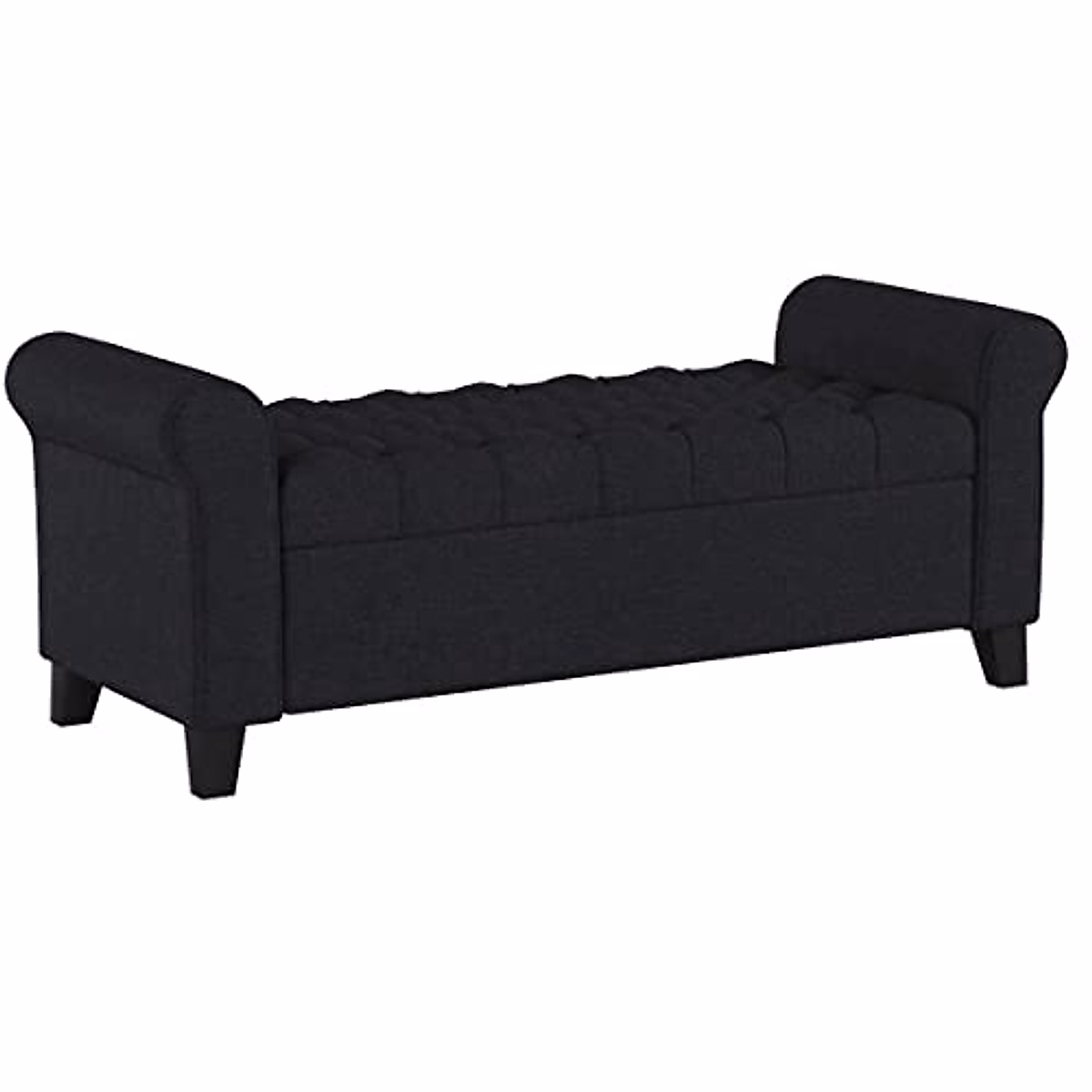 Christopher Knight Home Keiko Fabric Armed Storage Bench, Dark Grey, 19.50”D x 50.00”W x 19.25”H