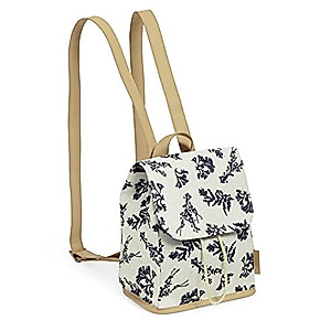 Vera Bradley Women's Straw Mini Backpack Purse, Adrift Coral Blue, One Size