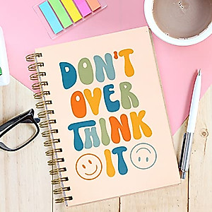 Cute Notebooks for School 4 Pack, A5 5.8 x 8.3 inch Happy Face Hardcover Notebooks for Work, Retro Aesthetic Notebooks College Ruled, Cute Spiral Journal for Women, Back to School Notebook for Kids