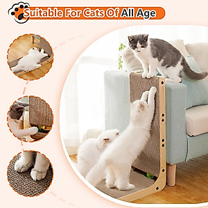 Familypoint Cat Scratcher, Cat Scratching Post, Cardboard Cat Scratching Board with Ball Toy, Large Vertical L Shape Cat Scratcher Scratch Pads Cat Toys for Indoor Cats, Catnip
