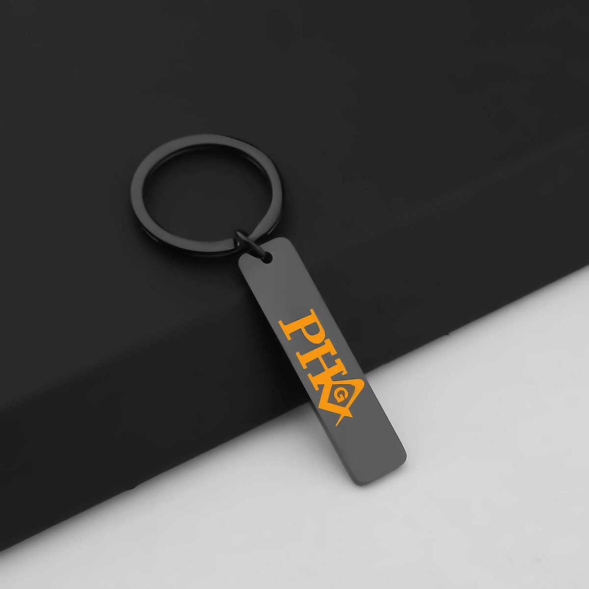 BEKECH Prince Hall Inspired Gift Freemasons Masonic Square and Compass Masonic Symbol Keychain PHA Mason Jewelry for Prince Hall Lovers Men Women (silver)