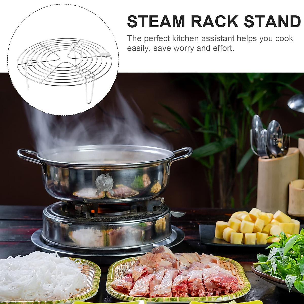 Cabilock Round Cooking Rack Stainless Steel Steamer Rack Grilling Rack Canning Rack Cooling Rack for Baking Canning Cooking 7.9x2.8 inch