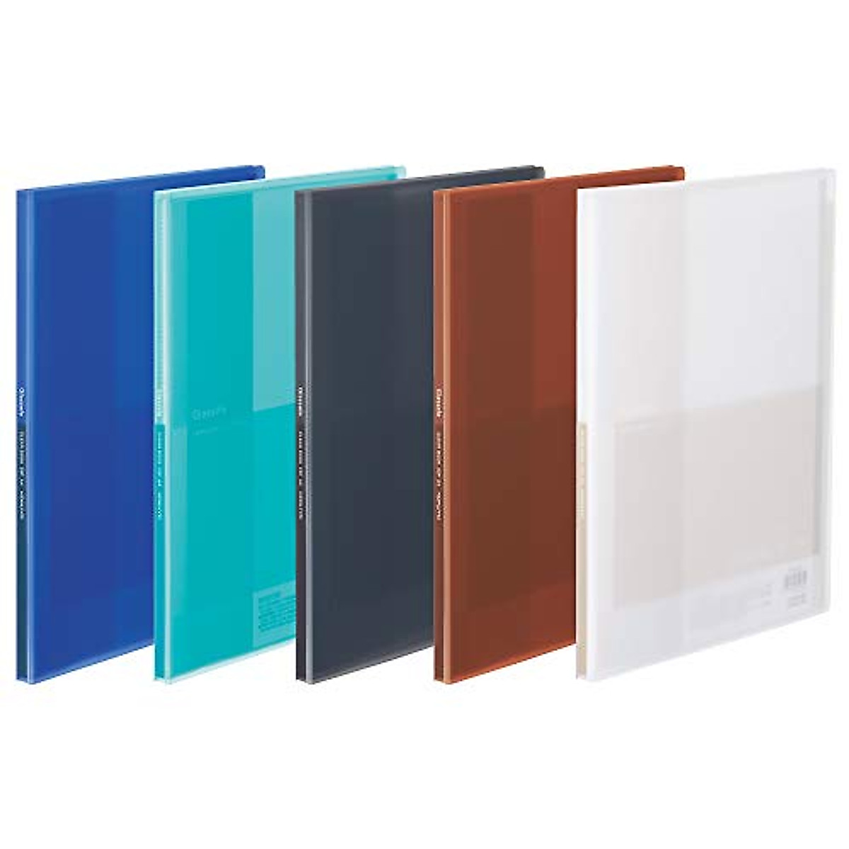 Kokuyo Glassele File, Clear Book, Display Book, Presentation Binder with Plastic Sleeves 20-Pocket Bound, Sheet Protector, A4, 5-Pack Cool Colors, Japan Import (99KRA-GL20X5-2)