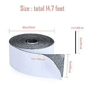 Pllieay 1 Pack Felt Tape in Self Adhesive, Polyester Felt Tape Furniture Felt Strips 1.96 inch x 0.04 inch x 14.7 feet for Furniture and Hard Surfaces