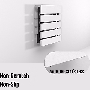 Folding Wall Mounted Teak Wood Handmade Shower Seat, Inside Shower Bathroom Stool for Seniors Disabled Pregnant Handicapped, Foldable Water Resistant Outdoor Bench (White)