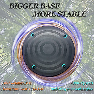 10 Inch Bamboo Lazy Susan Organizer, Wooden Turntable for Kitchen Countertop, Wood Rotating Tray Turn Table with Handle, Spinning Spice Rack for Cabinet Pantry Counter Top Organization