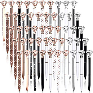 50 Pieces Diamond Pens Wedding Crystal Metal Ballpoint Pens Bling Metal Fancy Pens Ball Point Office Pens Bridal Shower Pens Bride Gifts for Office School Desk Supplies, Including 50 Pen Refills