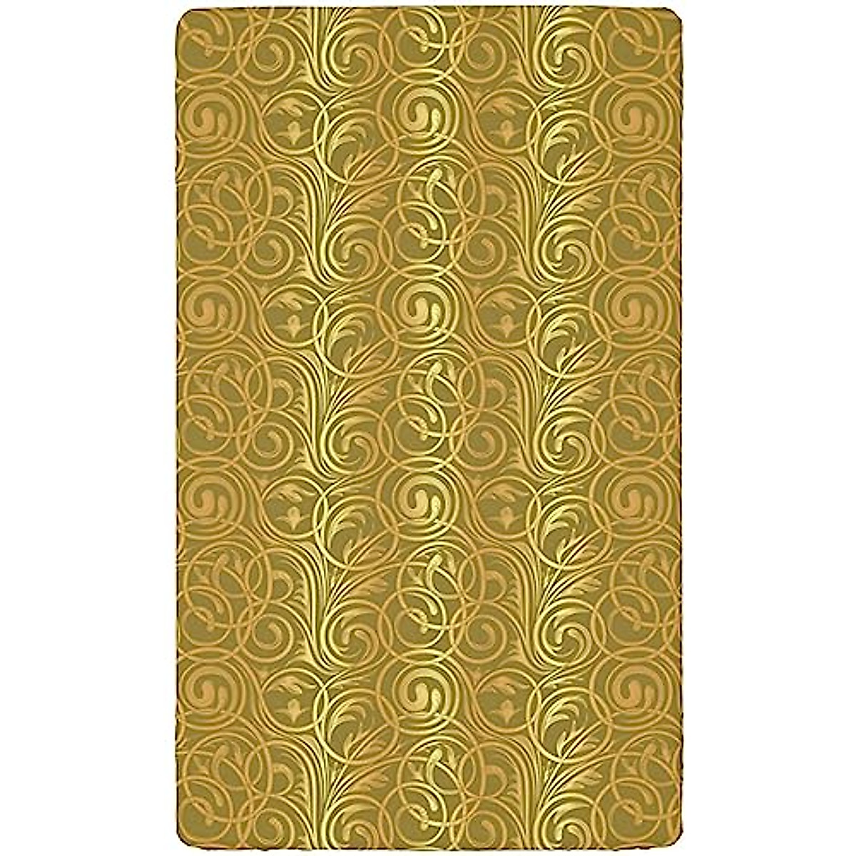 Damask Themed Fitted Mini Crib Sheets,Portable Mini Crib Sheets Soft & Stretchy Fitted Crib Sheet - Great for Boy or Girl Room or Nursery,24“ x38“,Pale Coffee Fawn