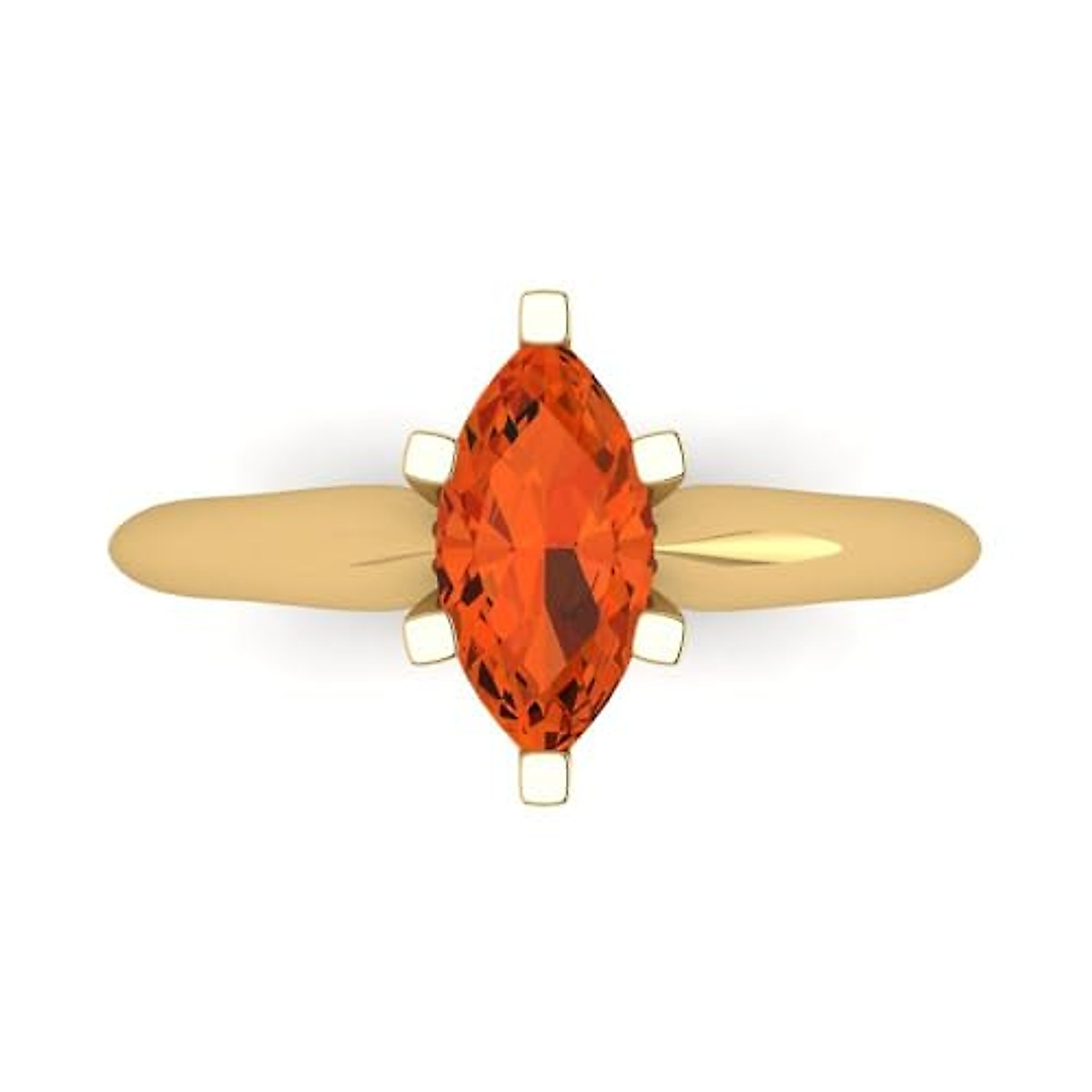 Clara Pucci 1.0 ct Marquise Cut Solitaire Red Simulated Diamond Engagement Bridal Promise Anniversary Ring 18K Yellow Gold Size 3.75