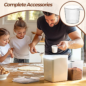 ComSaf Flour Sugar Storage Containers Set of 3 (5.2L/166oz) (2.5L/78oz*2), Large Airtight Food Storage Containers with Lids, Plastic Canisters Sets for Kitchen, Pantry Organizers for Rice and Baking