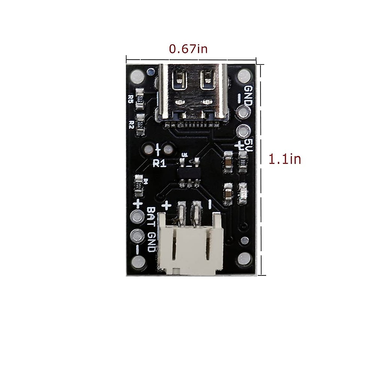 Treedix 2pcs Type C USB LiPo Battery Charger Board with Battery Protection JST Socket with LED Indicator Charging Rate Adjustable Automatic Power-Down