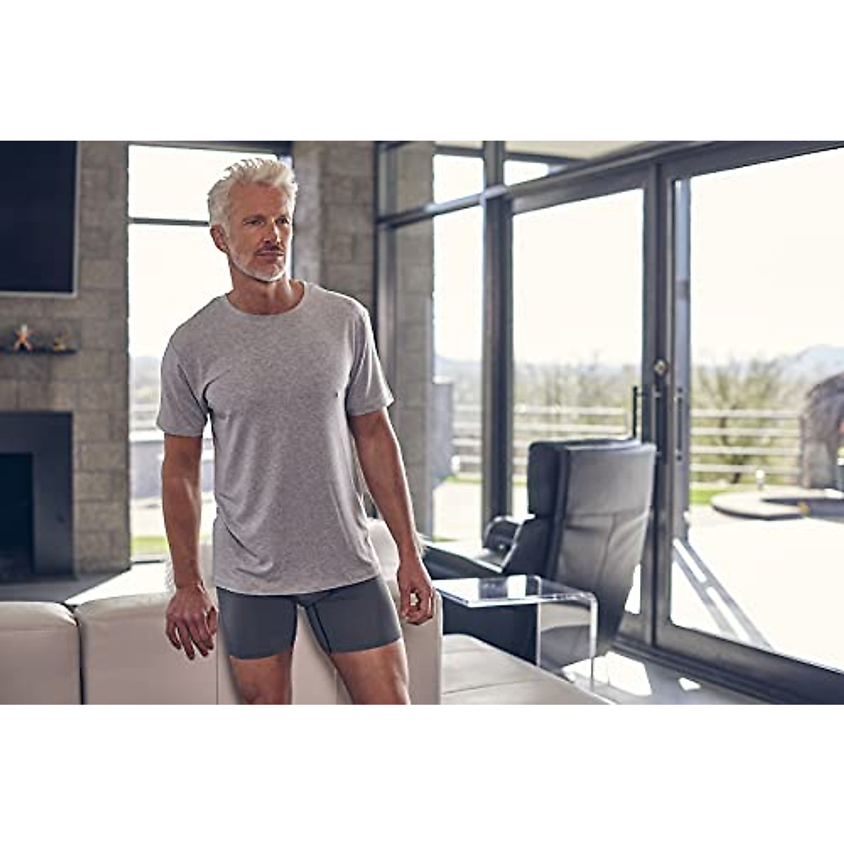 UnderGents Men's 6” Leg Boxer Brief Underwear with Horizontal Fly & Ultra-Soft Comfort (BattleGrey size: XL)