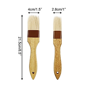 4 Pieces Pastry Brushes, Kitchen Basting Oil Brush with Natural Boar Bristle and Beech Wooden Handles Barbecue Oil Brush for Grill BBQ Sauce Baster Baking Cooking Marinade Brushes(1Inch & 1.5Inch)