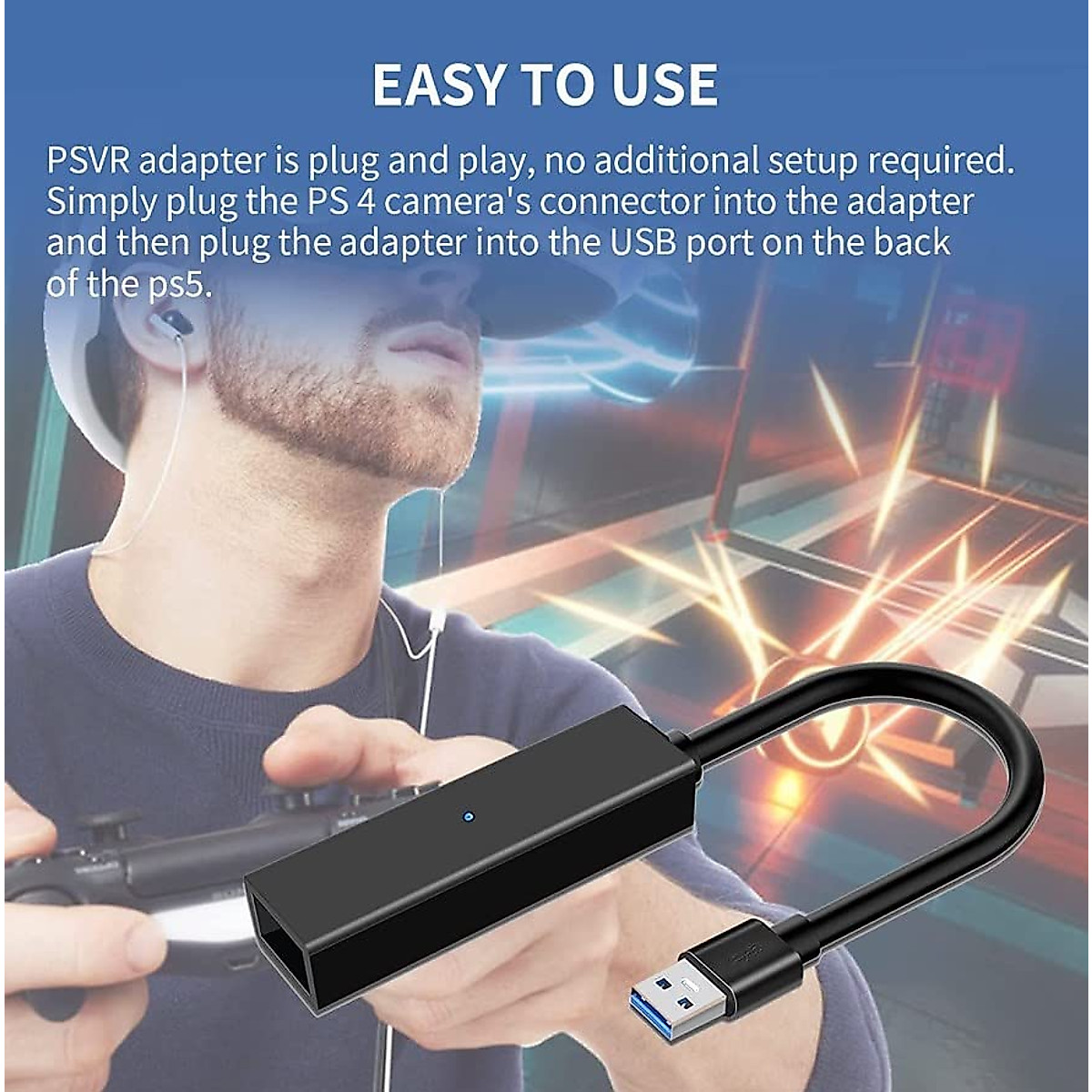 Camera Adapter for PS5 Game Console, VR Converter Cable PSVR VR Camera Adapter Cable for PS5 Game Console for PS4 Host Camera