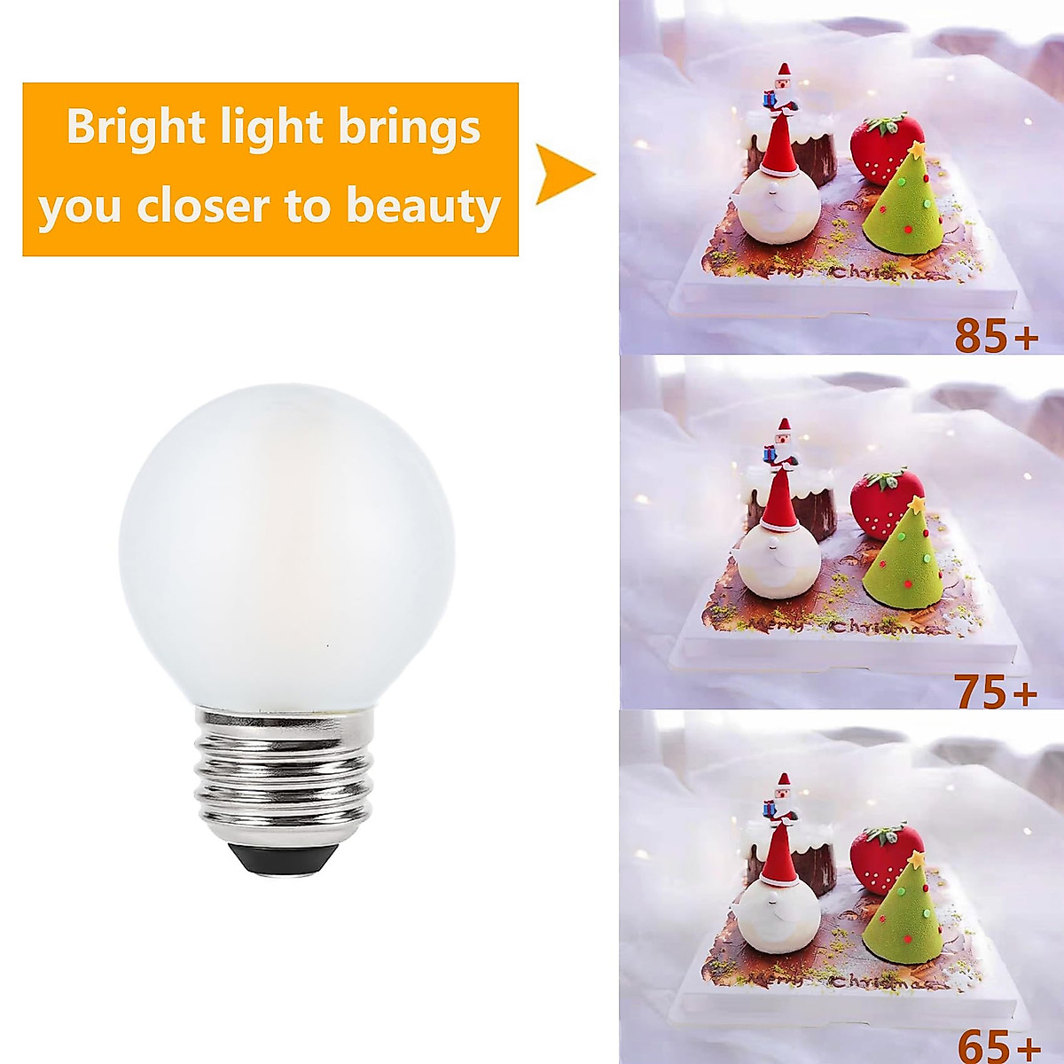 Sunaiony Frosted E26 LED Bulb 4W Dimmable Warm White 2700K, 40 Watt Equivalent LED Light Bulbs, G16.5 Edison LED Frosted Globe Light Bulbs, Vintage Light Bulbs for Chandelier, Pendant, Vanity, 6Pack