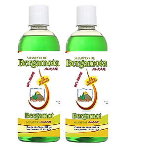 AUKAR Bergamot Shampoo 17.63 Fl Oz (PACK of 2) plus Key Chain Shampoo de Bergamota 500ml más Llavero. Twin Pack. 100% Natural.
