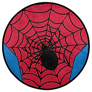 Red Spider Web Round Area Rug Large Aesthetic Area Rugs for Kids Room Nursery Decorations, 3 ft Diameter Cool Non-Slip Doormat Floor Carpet Decor