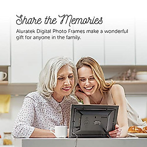 Aluratek 10” Distressed Wood Digital Photo Frame with Auto Slideshow, 1024 x 600 (ADPFD10F), 10" Wood Border, 10 Inch