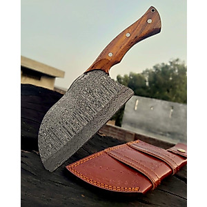 JNR TRADERS Damascus Cleaver, Damascus Serbian Chef Knife, Meat Cleaver, 12 in Cleaver Chef Knife, Kitchen Cleaver 5518Ld