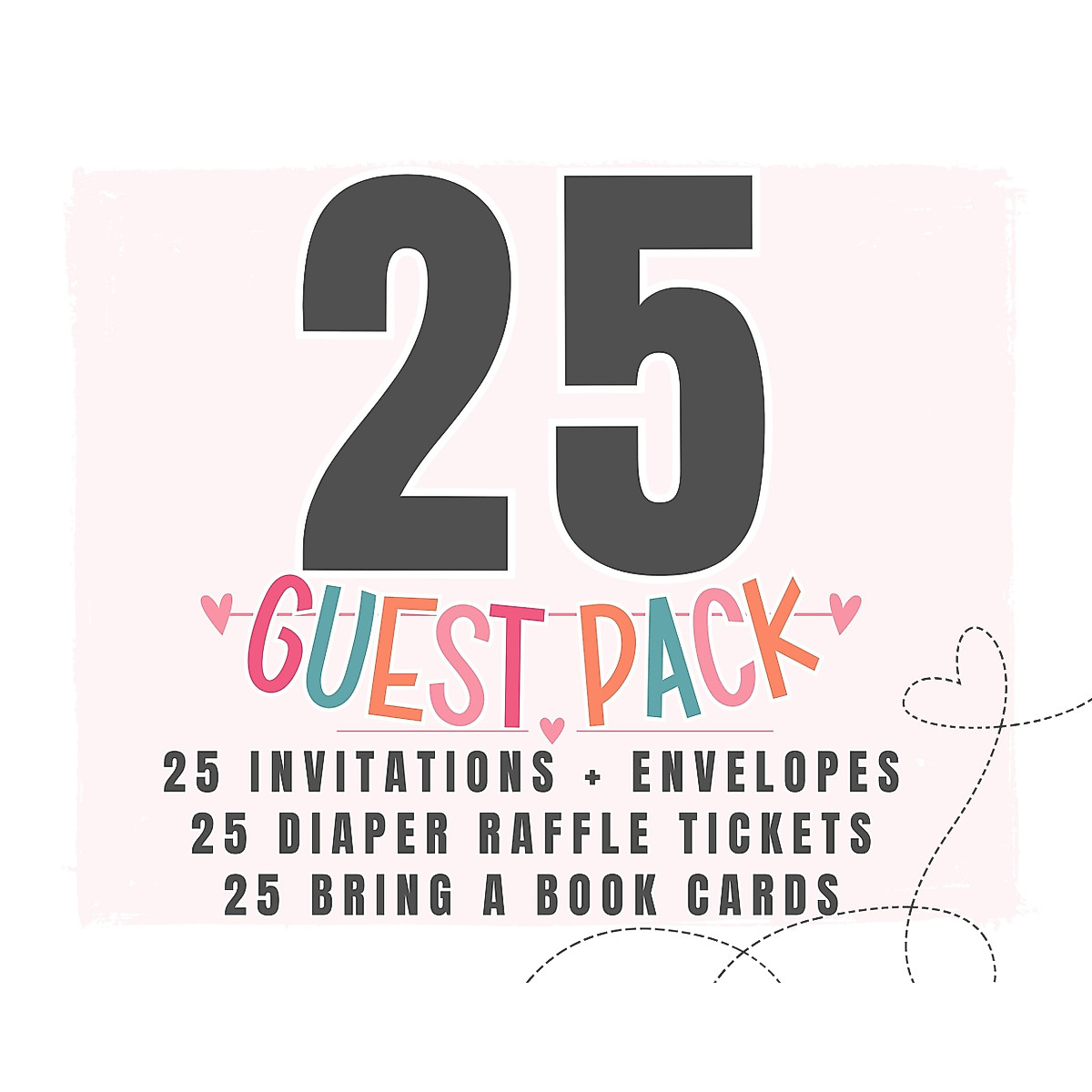 Paper Clever Party Pink Elephant Baby Shower Invitation Bundle Includes Blank Invites with Envelopes for Girls, Diaper Raffle Insert Bring a Book Cards Set (25 of Each) Jungle Theme Princess