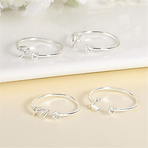 Letter Rings for Women, Twenty Six English Letter Open Ring, Alphabet Rings Letter A to Z, Statement Alphabet Rings, Adjustable Open Ring for Women Teens (N,Golden)