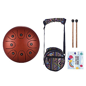 Btuty 5.5 Inch Mini 8-Tone Steel Tongue Drum C Key Percussion Instrument Hand Pan Drum with Drum Mallets Carry Bag