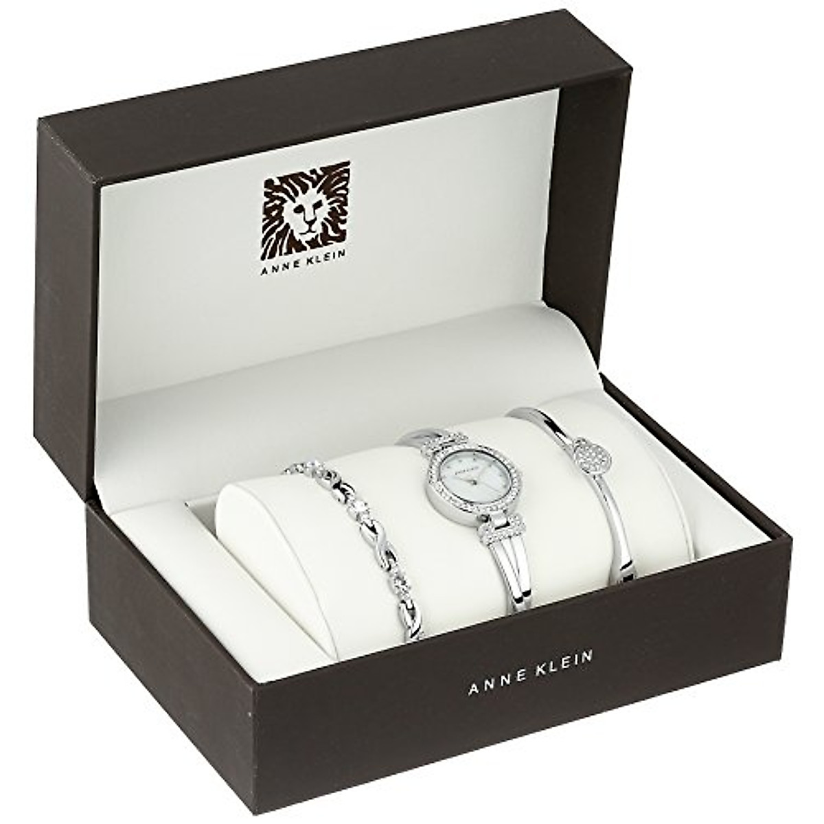 Anne Klein Women's AK/1869SVST Analog Display Japanese Quartz Silver Watch Set