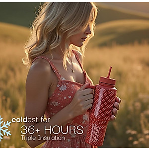 Coldest 40 oz Tumbler with Handle and Straw, 100% Leak Proof Insulated Tumbler with Lid and Straw (3 Lids), Stainless Steel Tumblers for Women & Men, Cup Holder Friendly, 46 oz (Saving Private Camo)